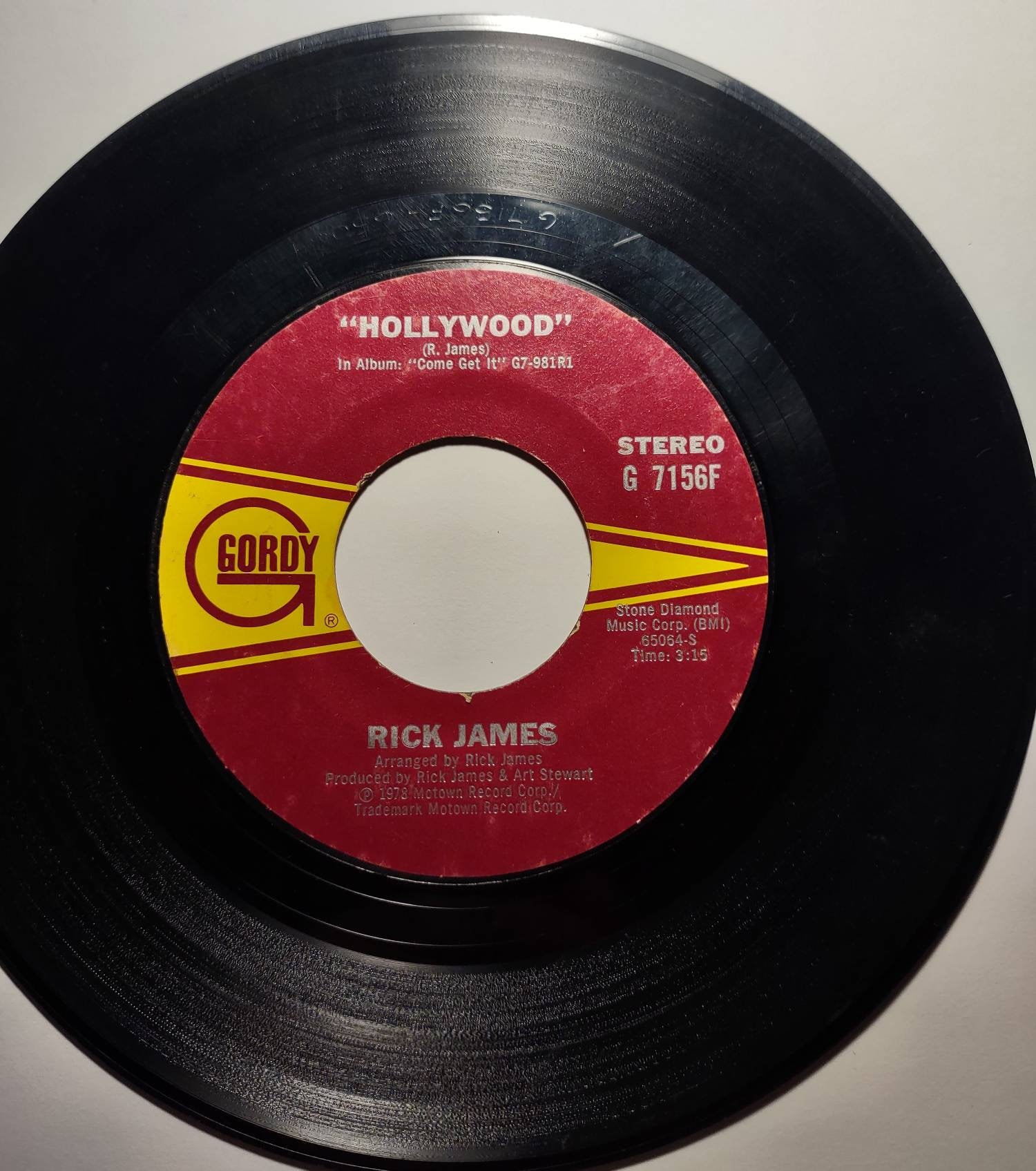 Rick James Hollywood 1978 on Gordy G 7156 F. 7 Inch 45 Rpm - Etsy