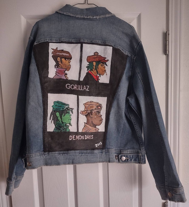 Vintage Look Lee Denim Jacket With Hand Painted Back Panel - Etsy