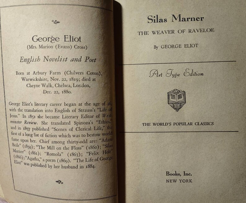Silas Marner the Weaver of Raveloe by George Eliot Art Type - Etsy