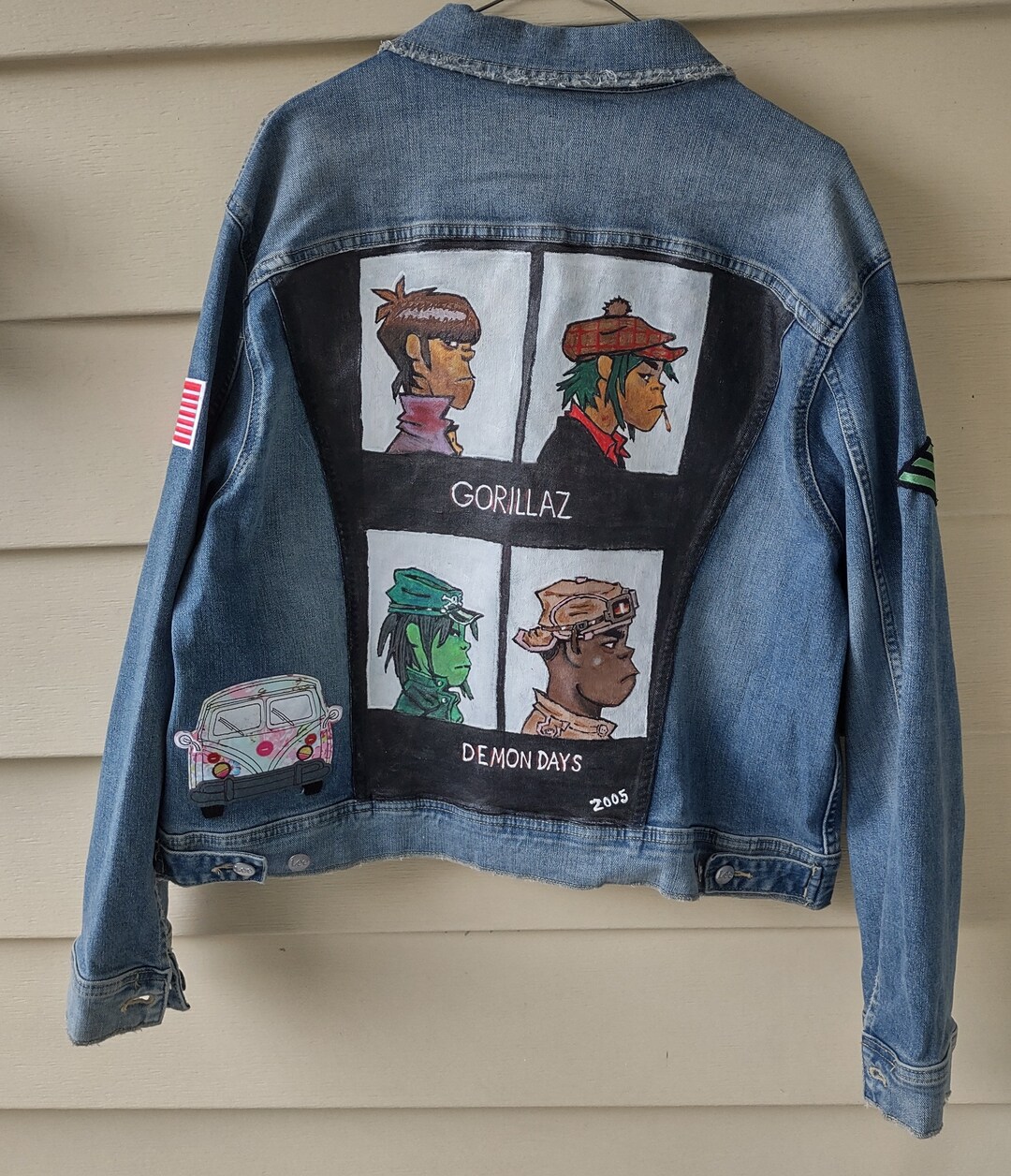 Vintage Look Lee Denim Jacket With Hand Painted Back Panel - Etsy