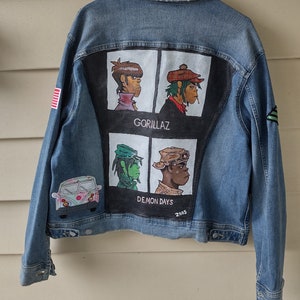 Vintage Look Lee Denim Jacket With Hand Painted Back Panel - Etsy