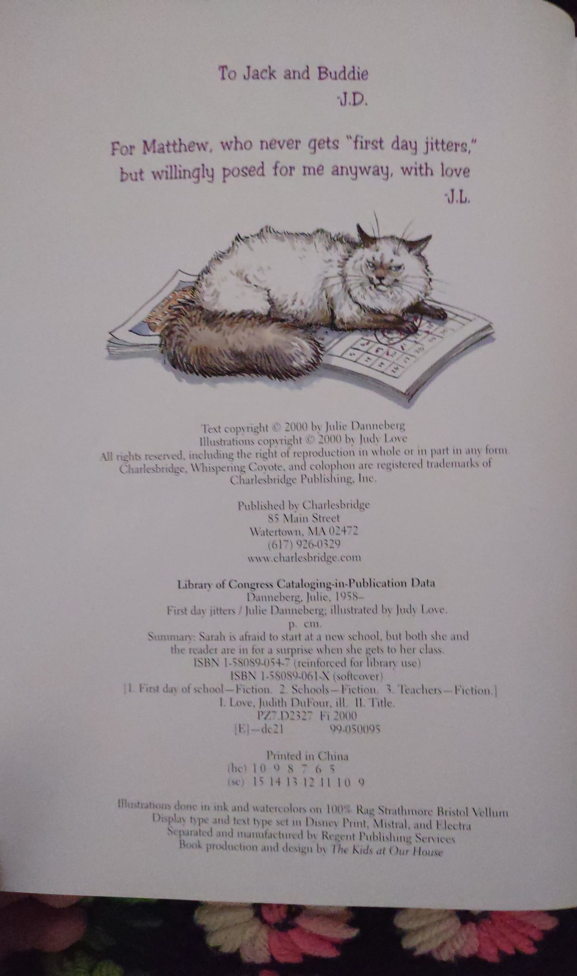 First Day Jitters by Julie Danneberg Copyright 2000 by Julie Danneberg ...