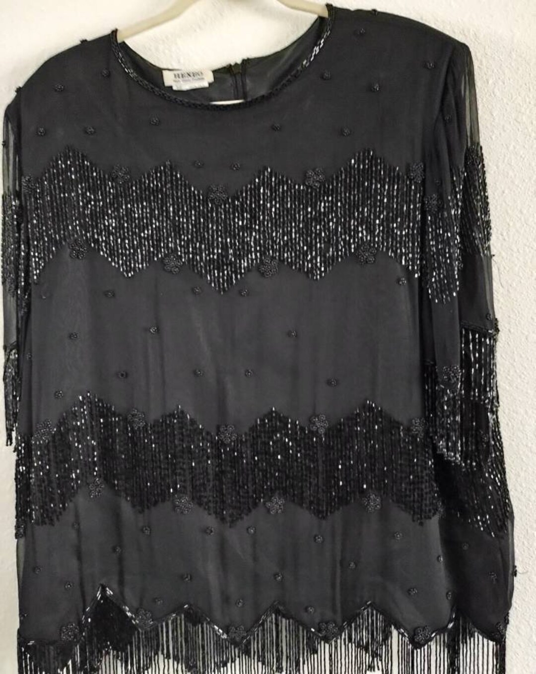 Vintage Women's Black Beaded Top by Henbo High Class Fashion - Etsy