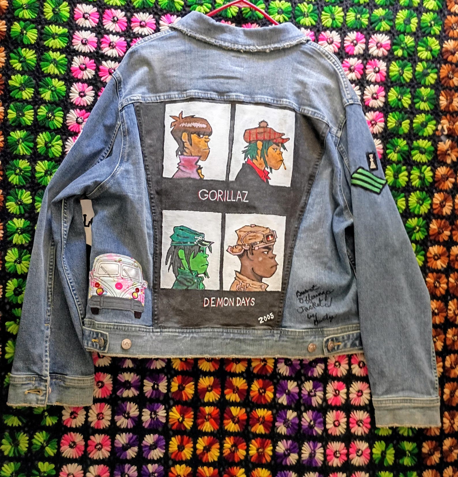 Vintage Look Lee Denim Jacket With Hand Painted Back Panel - Etsy