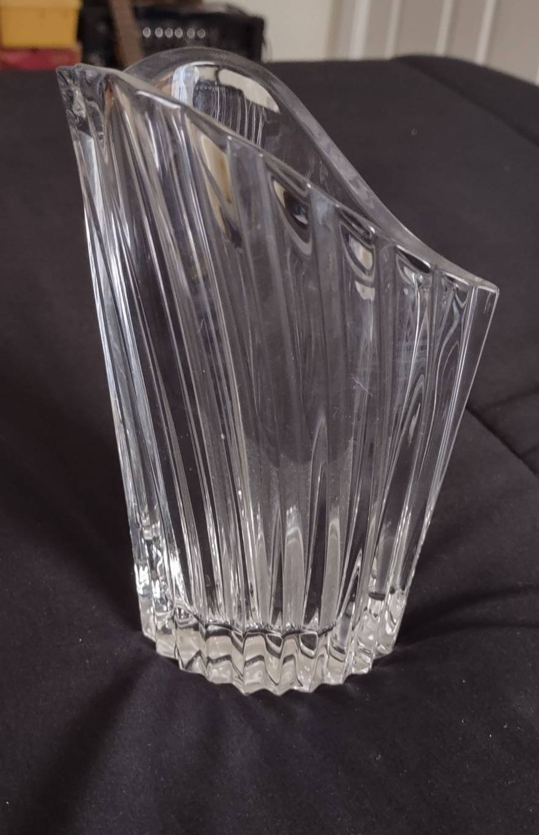 Vintage Clear Cut Glass Flower Vase - Etsy