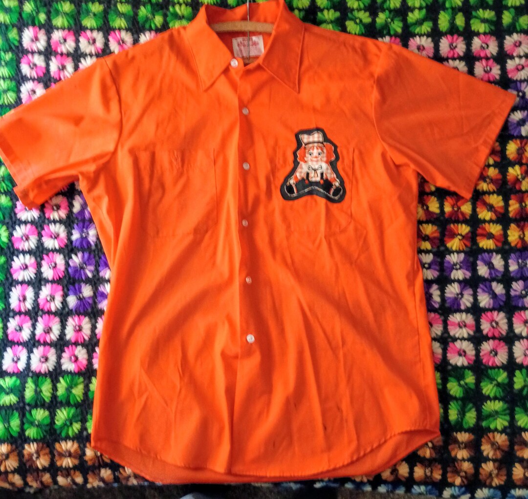 Vintage 60s Orange Gender Neutral Boss Uniform Work Shirt Large - Etsy