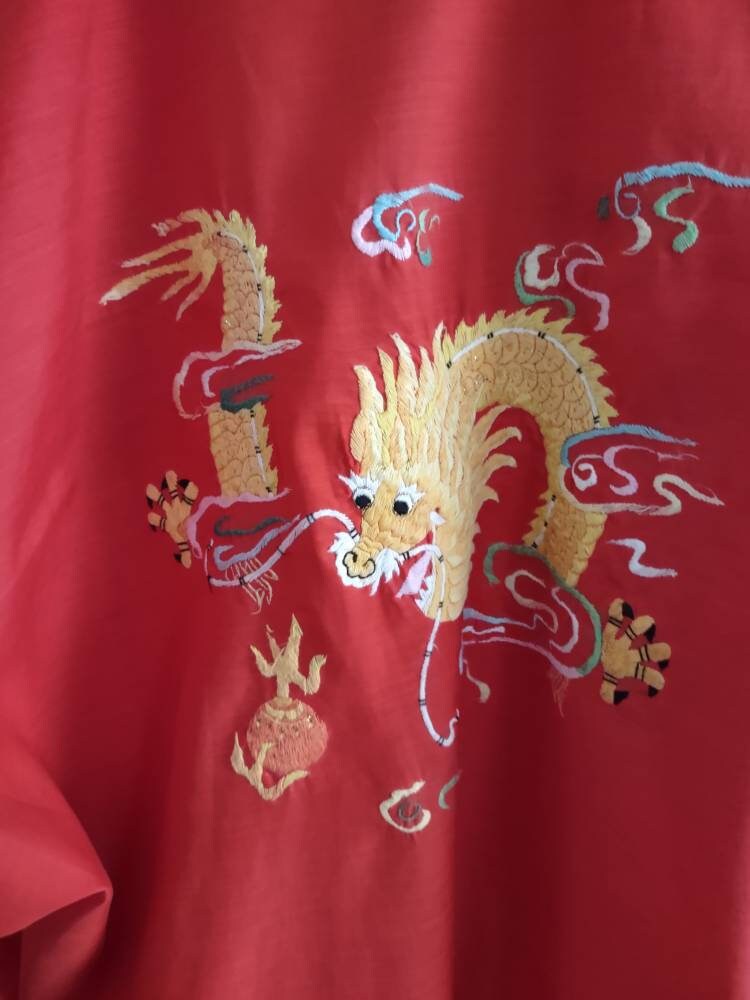 Vintage Women's Chinese Red Dragon Robe by Longevity - Etsy
