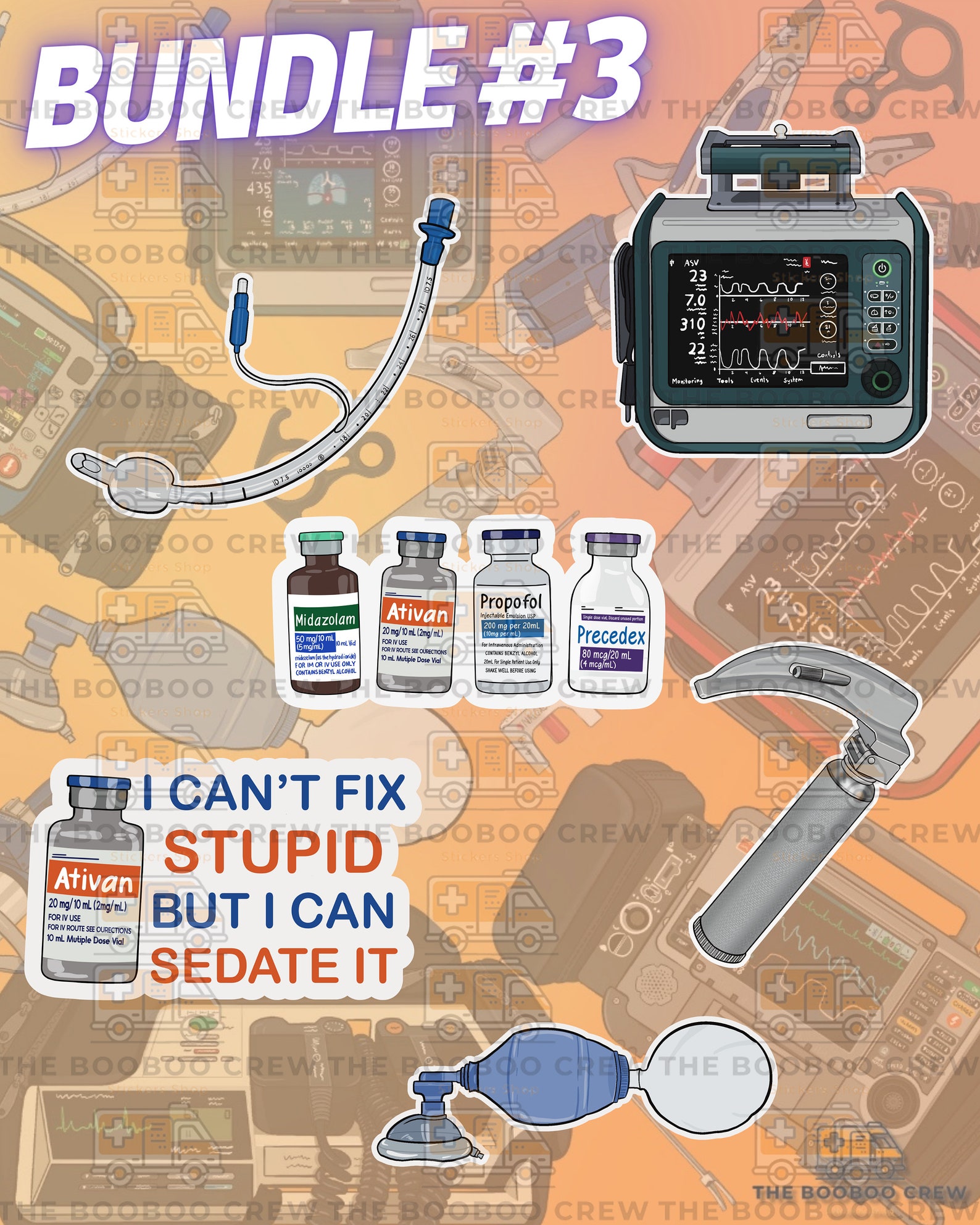 Respiratory Airway - 6 Stickers Bundle | Water Bottle Stickers ...