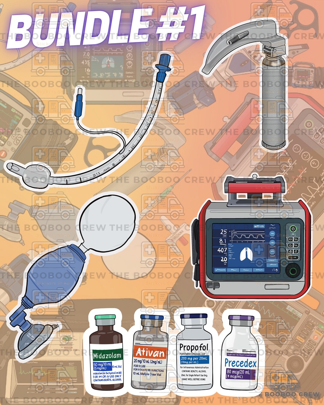 Respiratory Airway Sticker Bundle: Paramedic, Nurse, Firefighter ...