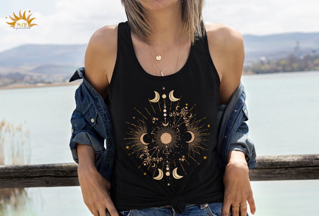 Top Sun Moon, Mystical Design, Boho Style, Gothic, Celestical ...
