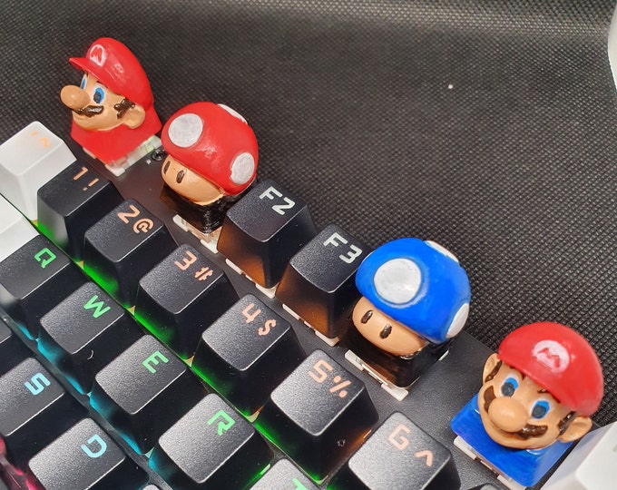 Artisan Custom Keycaps Keyboard Super Mario Nintendo Mush Room Red Blue ...