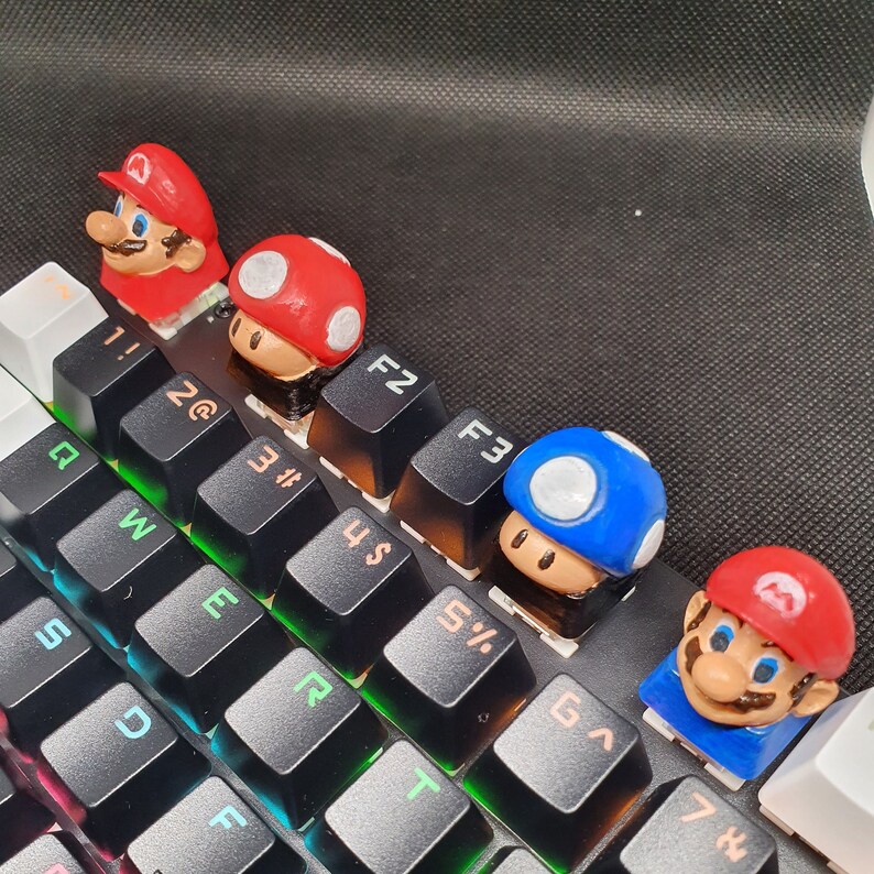 Artisan Custom Keycaps Keyboard Super Mario Nintendo Mush Room Red Blue ...