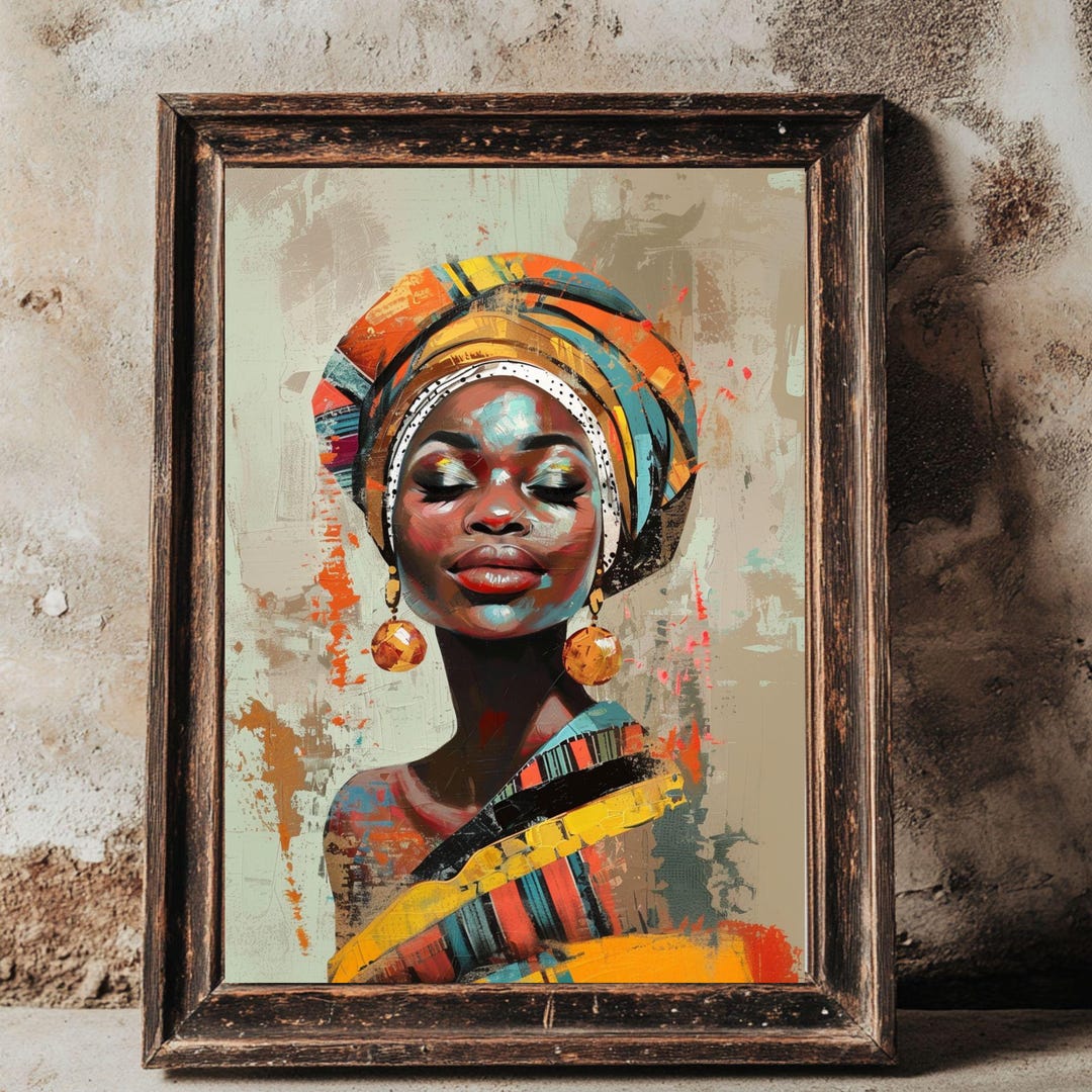 Abstract African Woman Art Black Afro American Trending Minimalist ...
