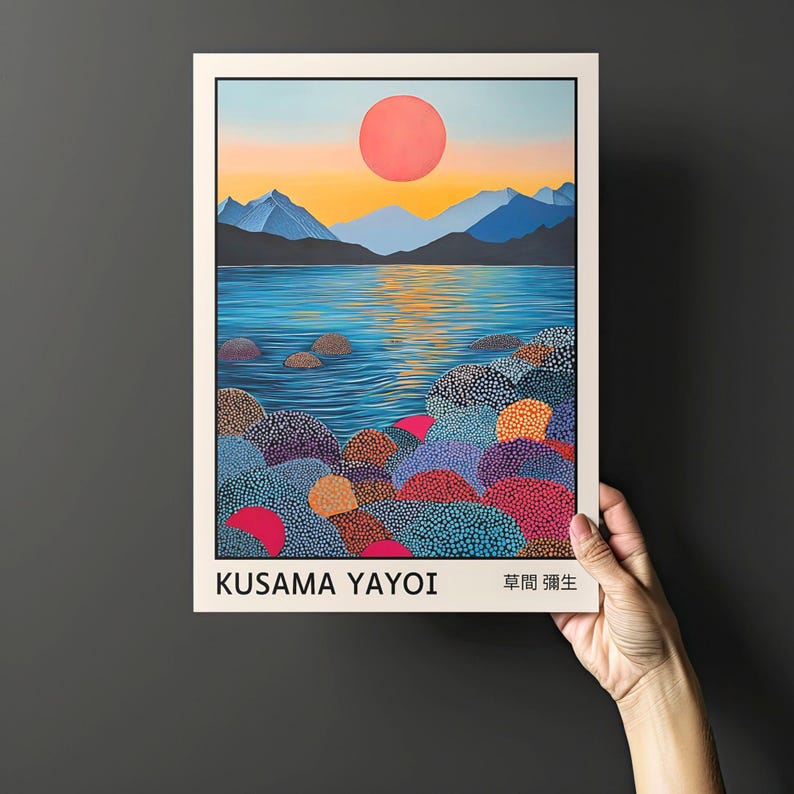 Yayoi Kusama Wave Print: Japandi Sunrise Art (digital Download) - Etsy