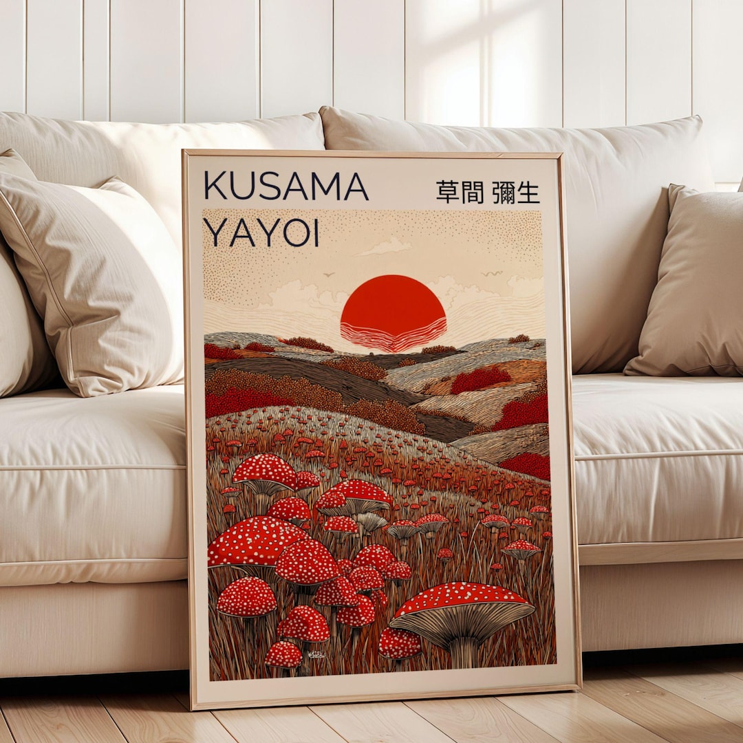 Yayoi Kusama Poster,kusama Yayoi Inspired Japanese Mushroom Landscape ...