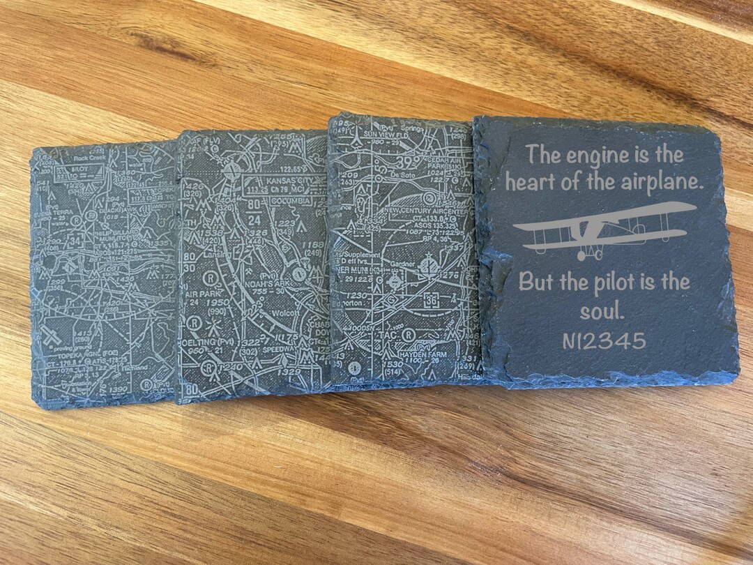 Laser Etched Slate Aviation Coaster Set, Pilot Gift - Etsy
