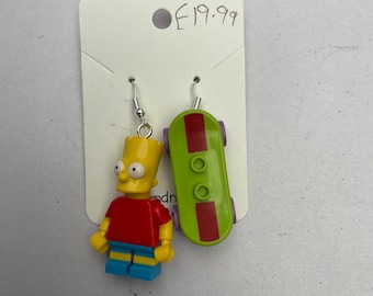 Bart Simpson From the Simpsons Minifigure Earring With Skateboard - Etsy