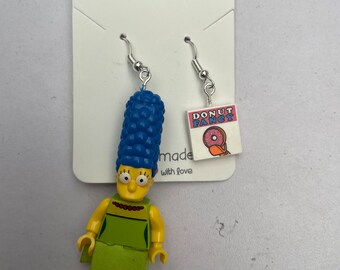 Marge Simpson From the Simpsons Minifigure Earring With Donut Box - Etsy
