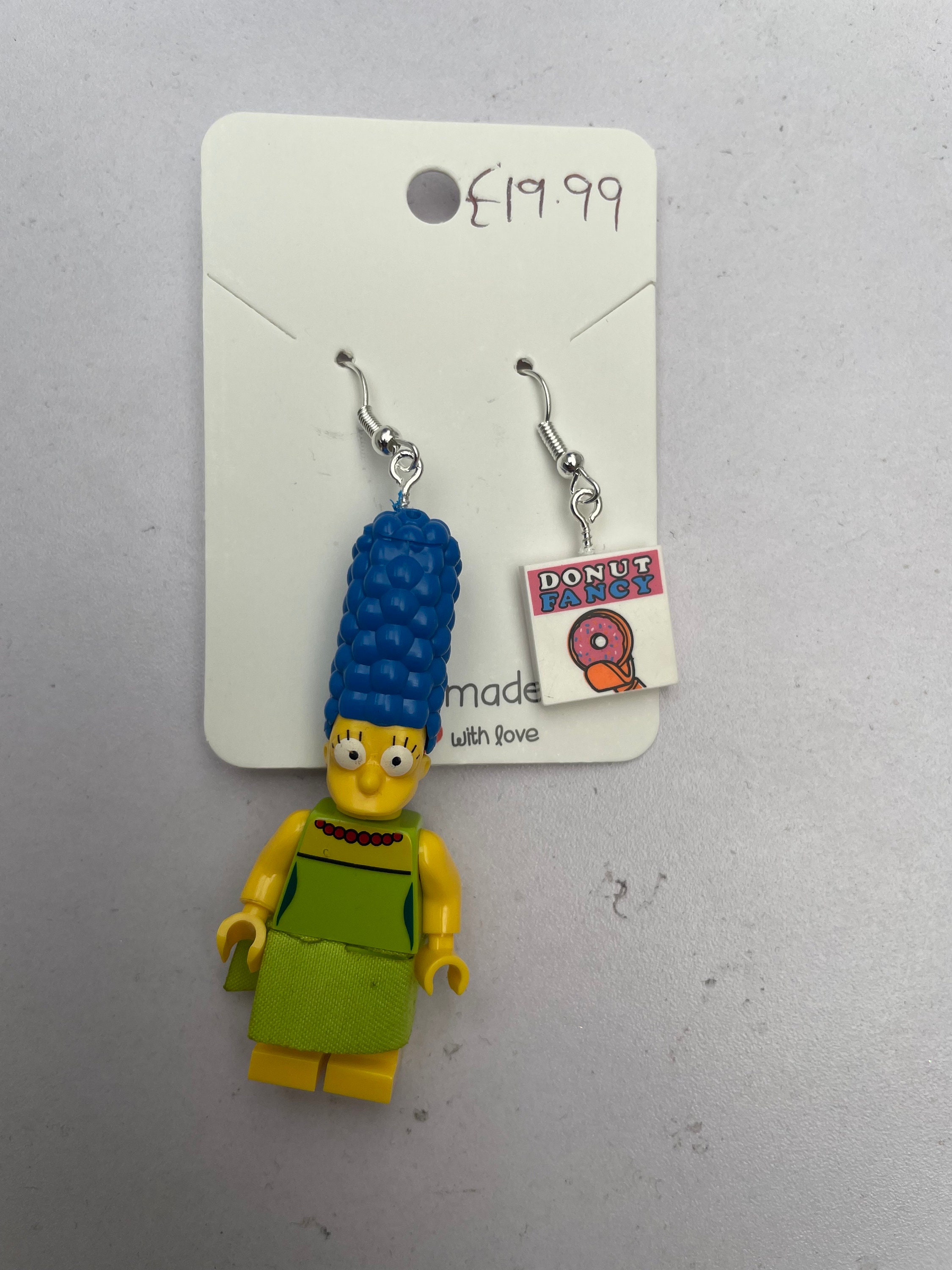 Marge Simpson From the Simpsons Minifigure Earring With Donut Box - Etsy