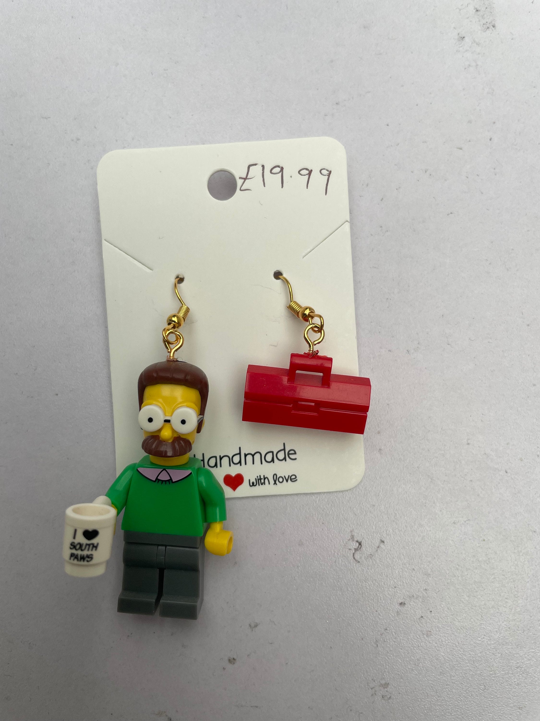 Ned Flanders From the Simpsons Minifigure Earring With Mug and Red Tool ...