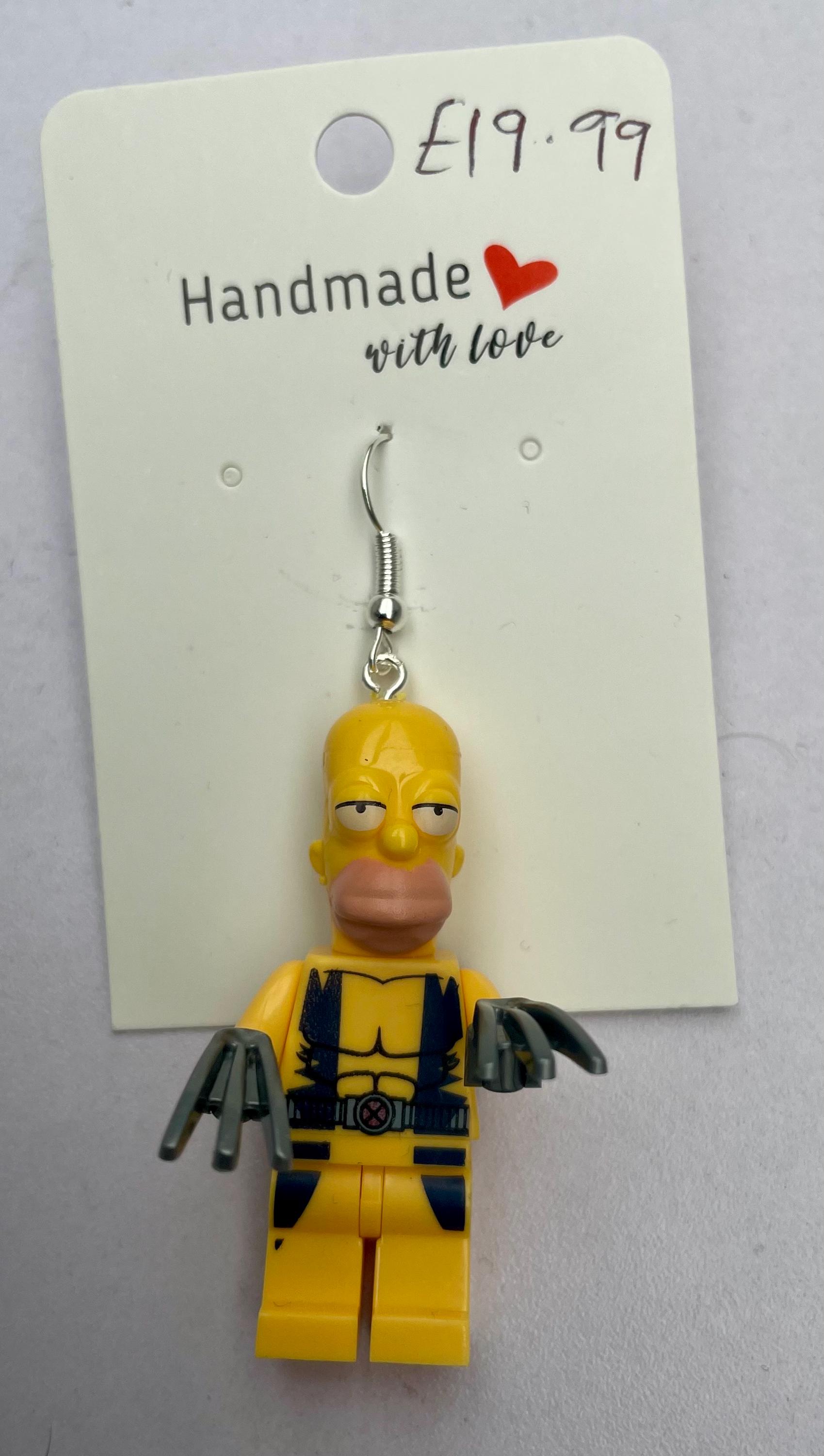 Homer Simpson as Wolverine Minifigure Earring - Etsy