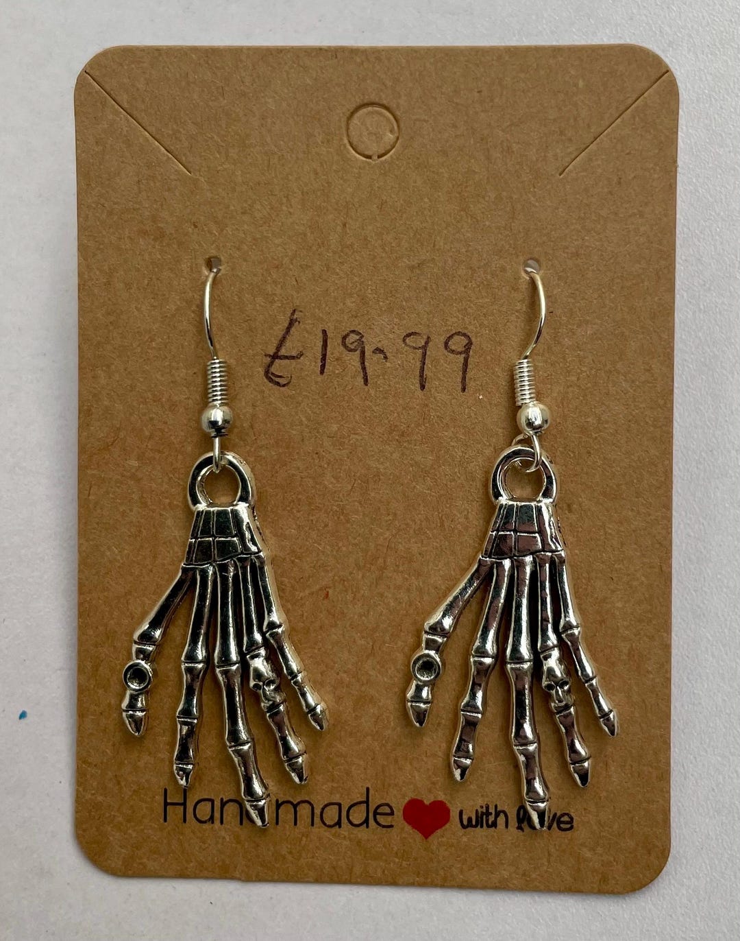 Large Silver Skeleton Hand Earrings - Etsy