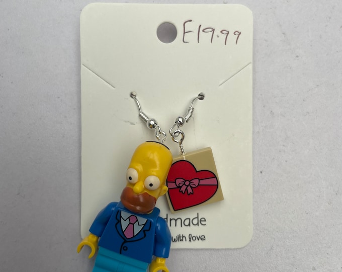 Homer Simpson From the Simpsons Minifigure Earring With Heart Chocolate ...