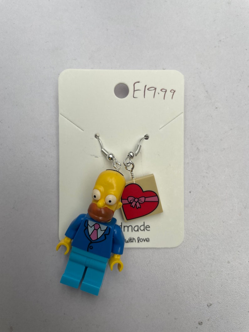 Homer Simpson From the Simpsons Minifigure Earring With Heart Chocolate ...