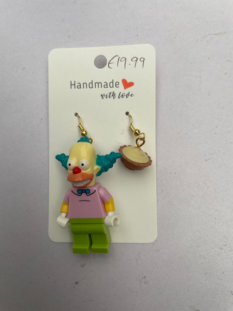 Krusty the Clown From the Simpsons Minifigure Earring With Custard Pie ...