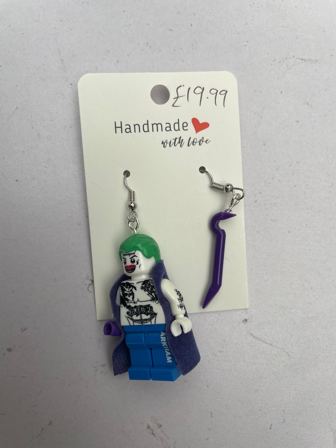 Joker Minifigure Earring With Purple Walking Stick - Etsy