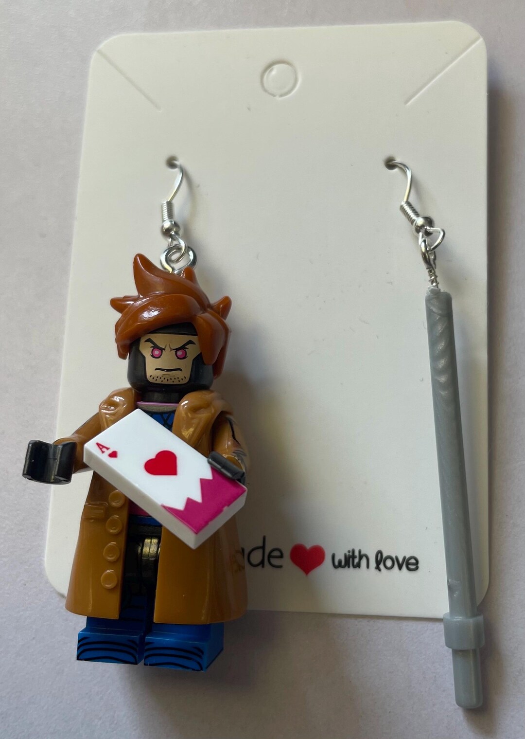 Gambit From X Men Minifigure With Ace of Hearts Playing Card and Staff ...