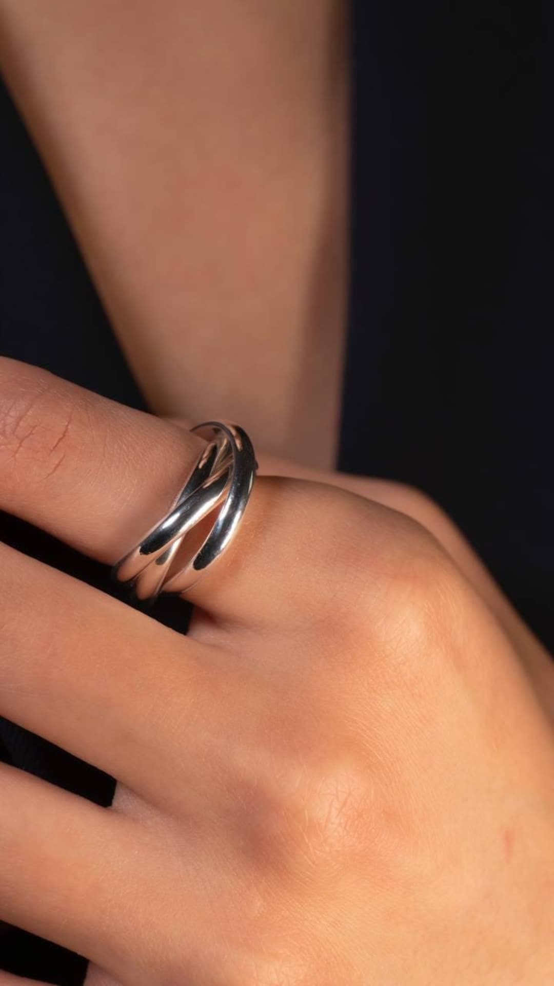 Ring With Three Rollers-triple Ring-solid Sterling Silver925-triple ...