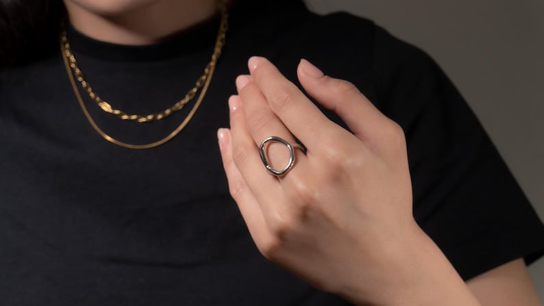 Open Oval Ring-jewelry Alloy - Open Ring - Waterproof Jewerly-dainty ...