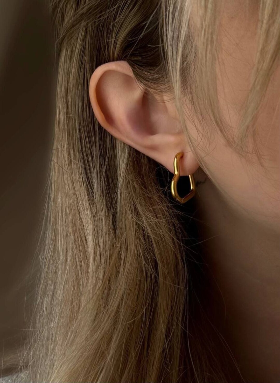 Greole Heart Hoops Gold-water Resistant-dainty Gold Heart Hoops ...