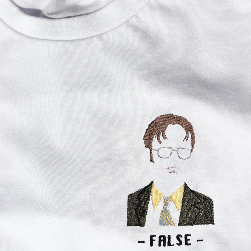 False - The Office - embroidered sweatshirt - dwight schrute crewneck ...