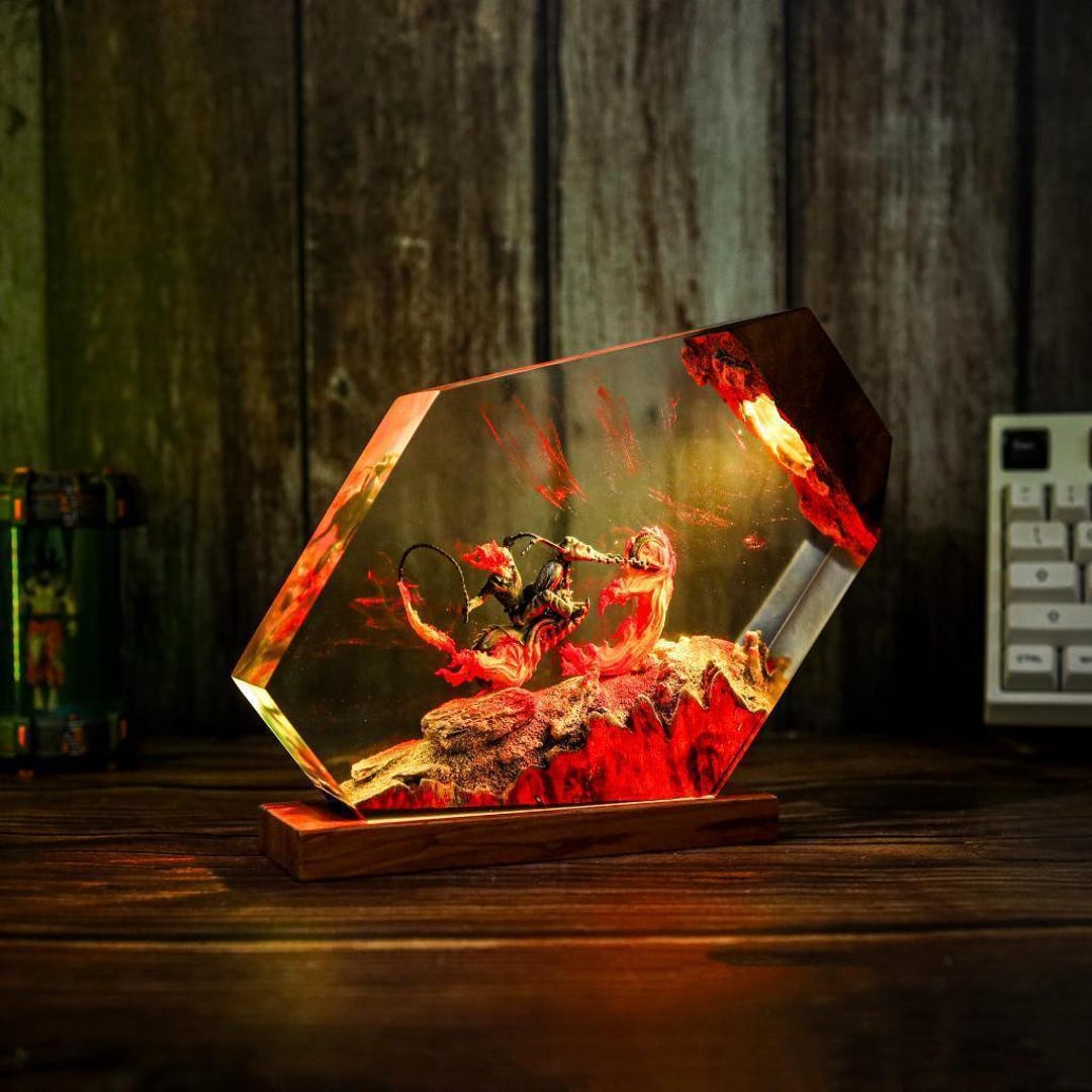 Gh.ost Rider Epoxy Resin LED Lamp | 3D Acrylic Fire Effect Light ...