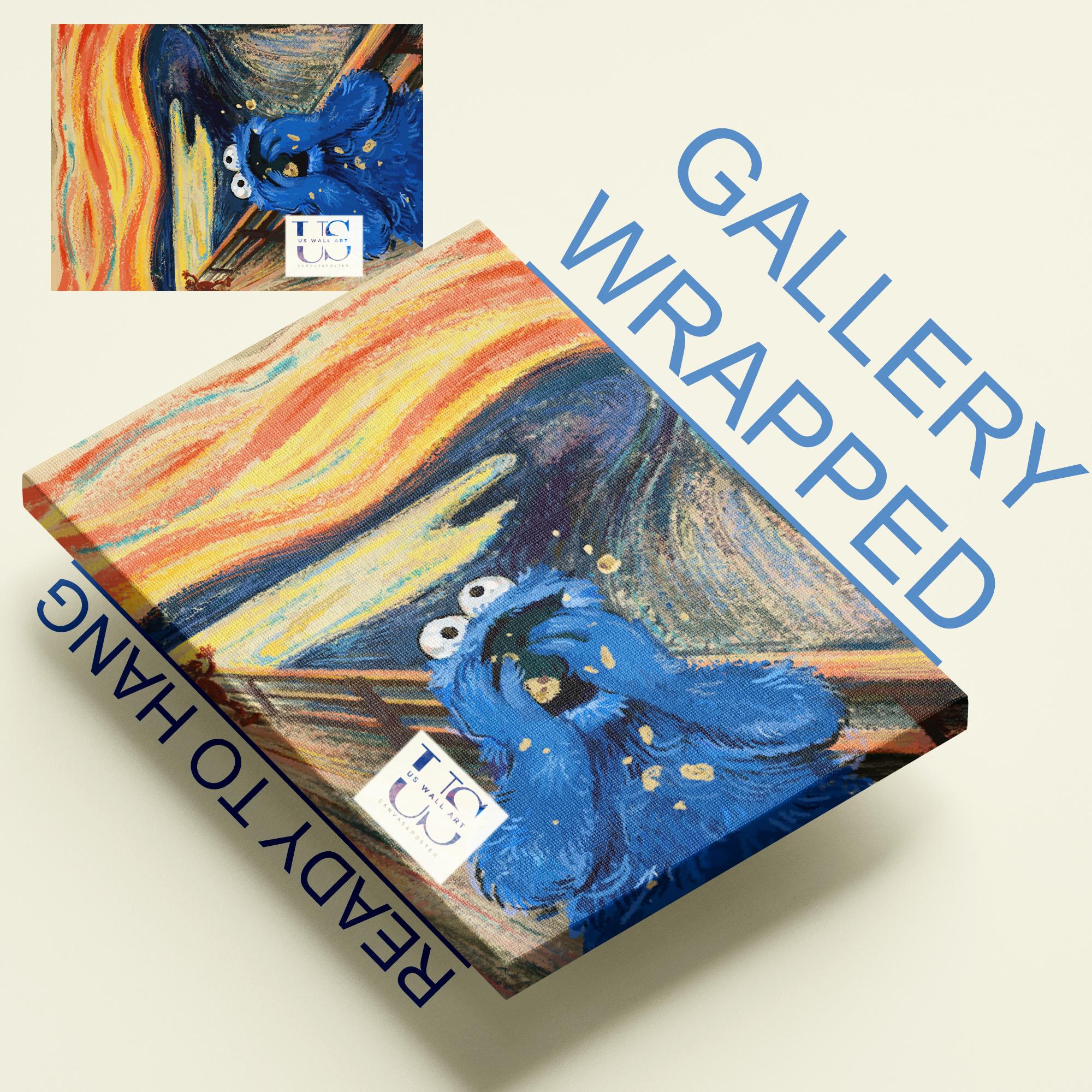 Cookie Monster Canvas, Edvard Munch Funny Wall Art, Scream Parody ...