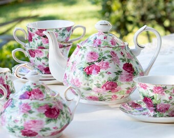 Pink Rose Tea Set | Etsy