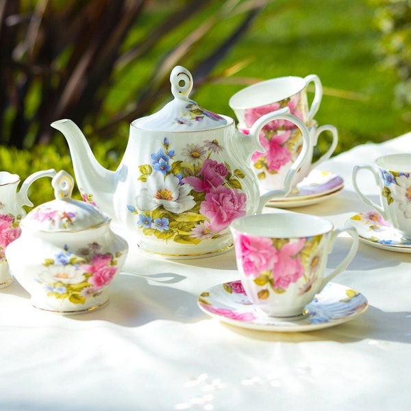 Pink Rose Tea Set - Etsy