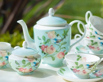 Blue Jay Tea Set - Etsy