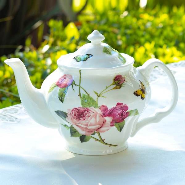 Pink Rose Teapot - Etsy