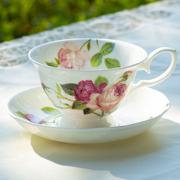 Pink Rose Tea Cup - Etsy