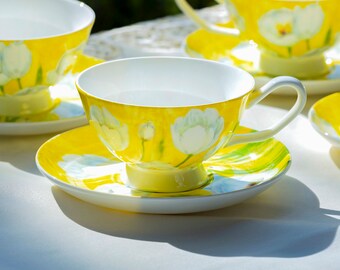Yellow Tea Cup Set - Etsy
