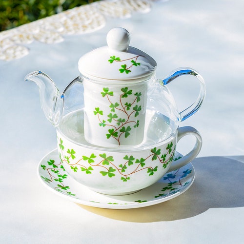Shamrock 9-piece Fine Porcelain Tea Set Grace Teaware | Etsy