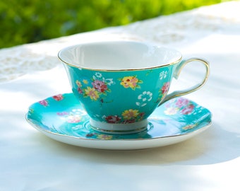 Turquoise Tea Cup | Etsy