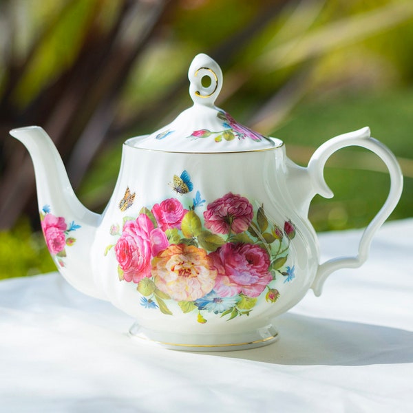 Pink Rose Teapot - Etsy