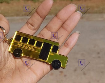 School Bus Keychain School Bus Key Fob Bus Driver Gift Back - Etsy