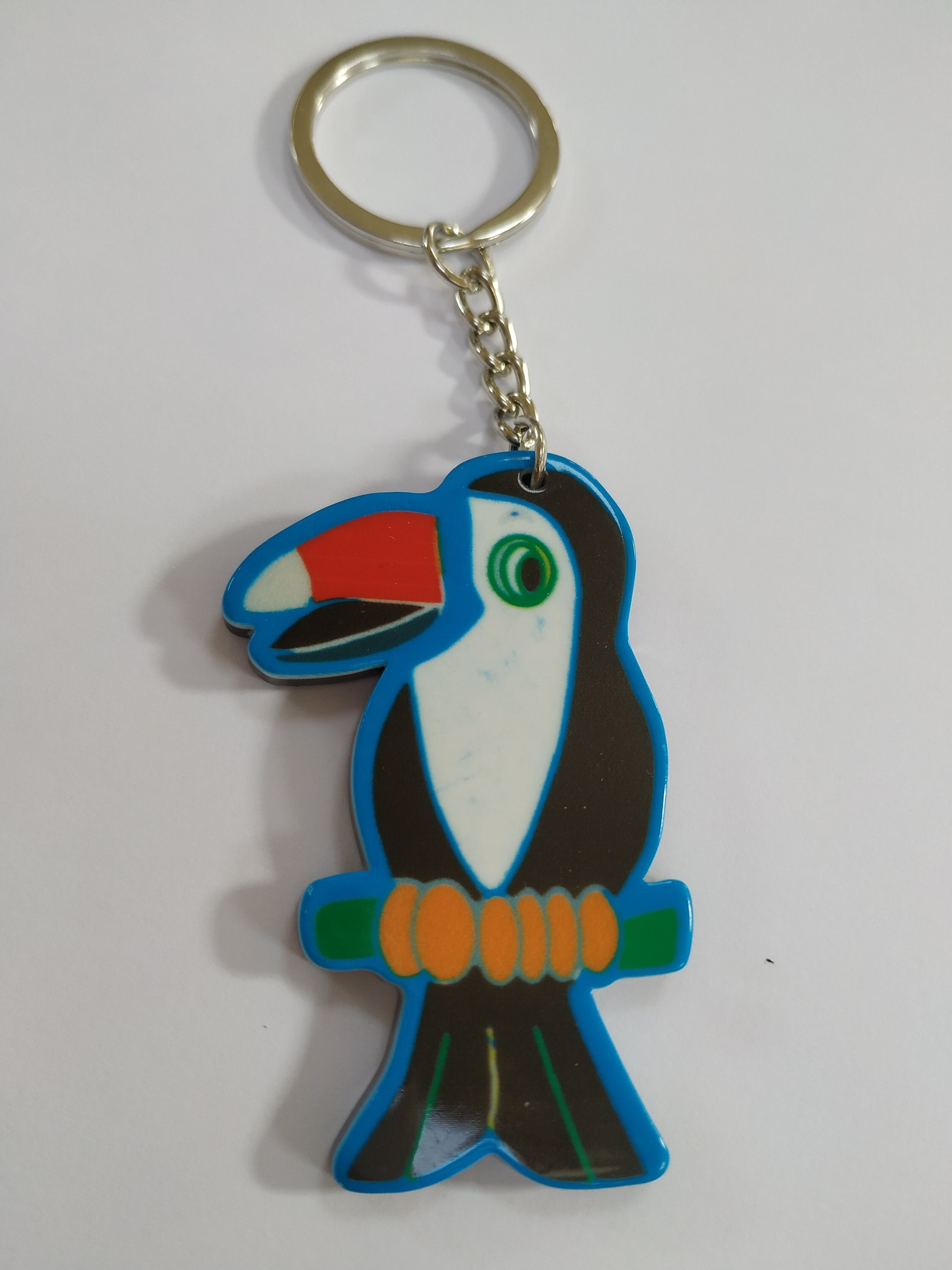 Green Parrot Pink Blue Toucan Birds Keyring Keychain - Etsy