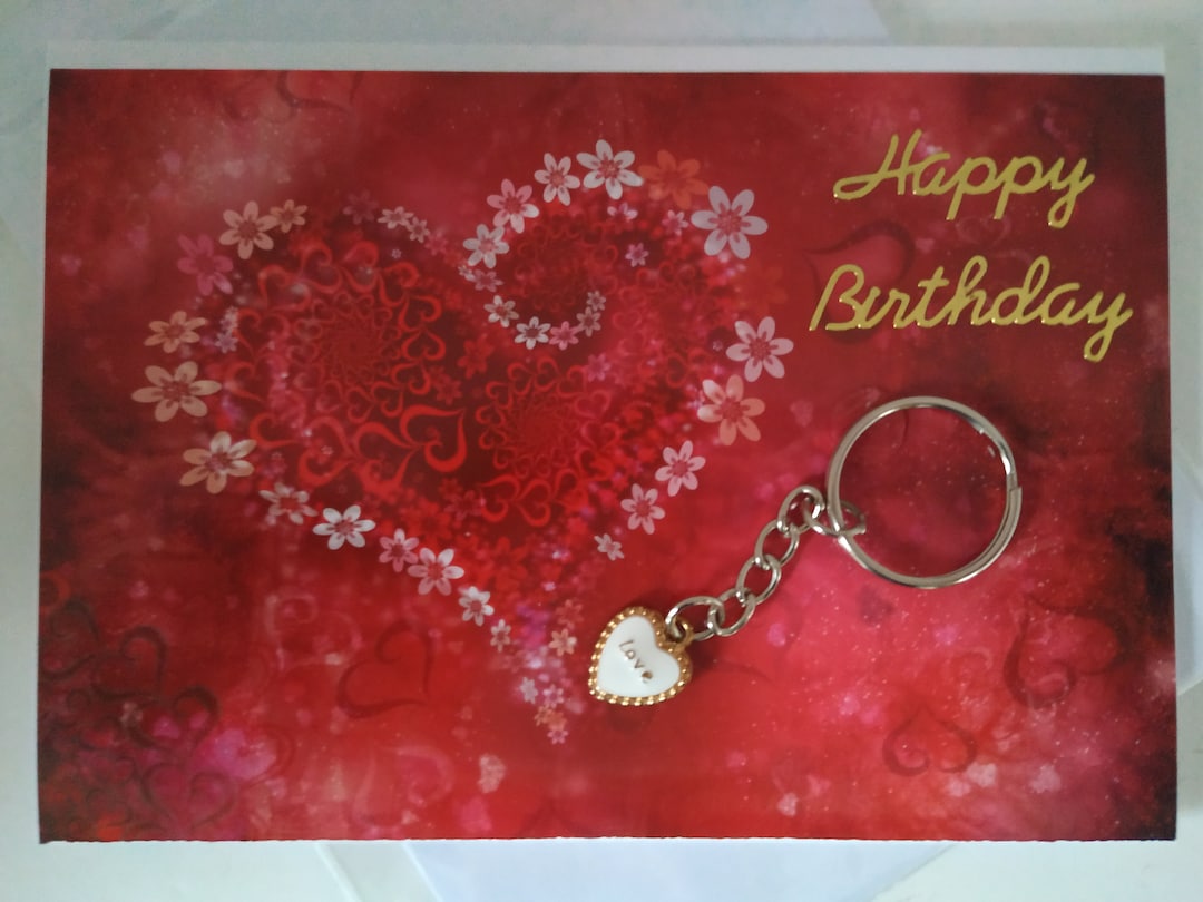 Love Heart Birthday Card White Flowers Red Hearts With a Love White ...