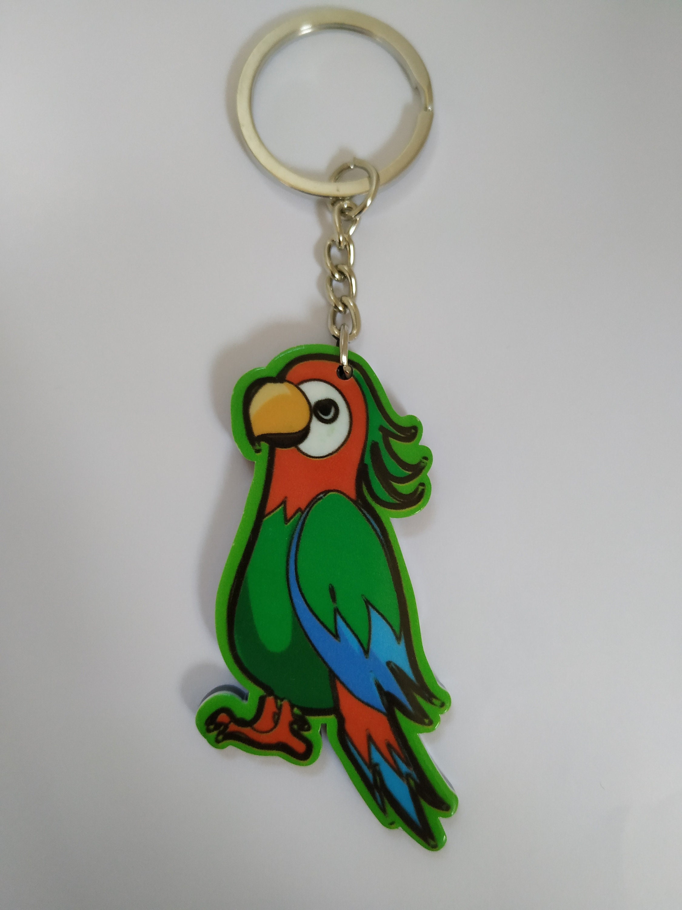 Green Parrot Pink Blue Toucan Birds Keyring Keychain - Etsy